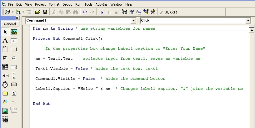 Hila Visual Basic Tutorial Input